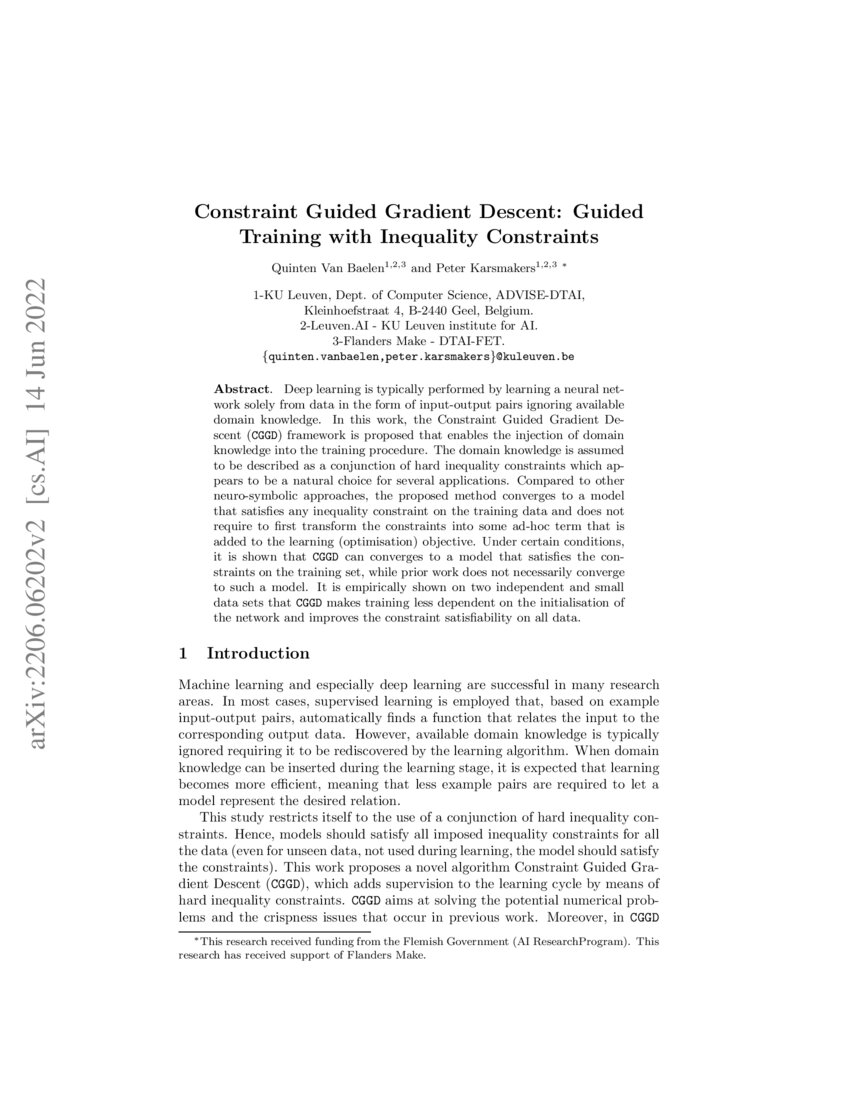 Constraint Guided Gradient Descent: Guided Training with Inequality ...