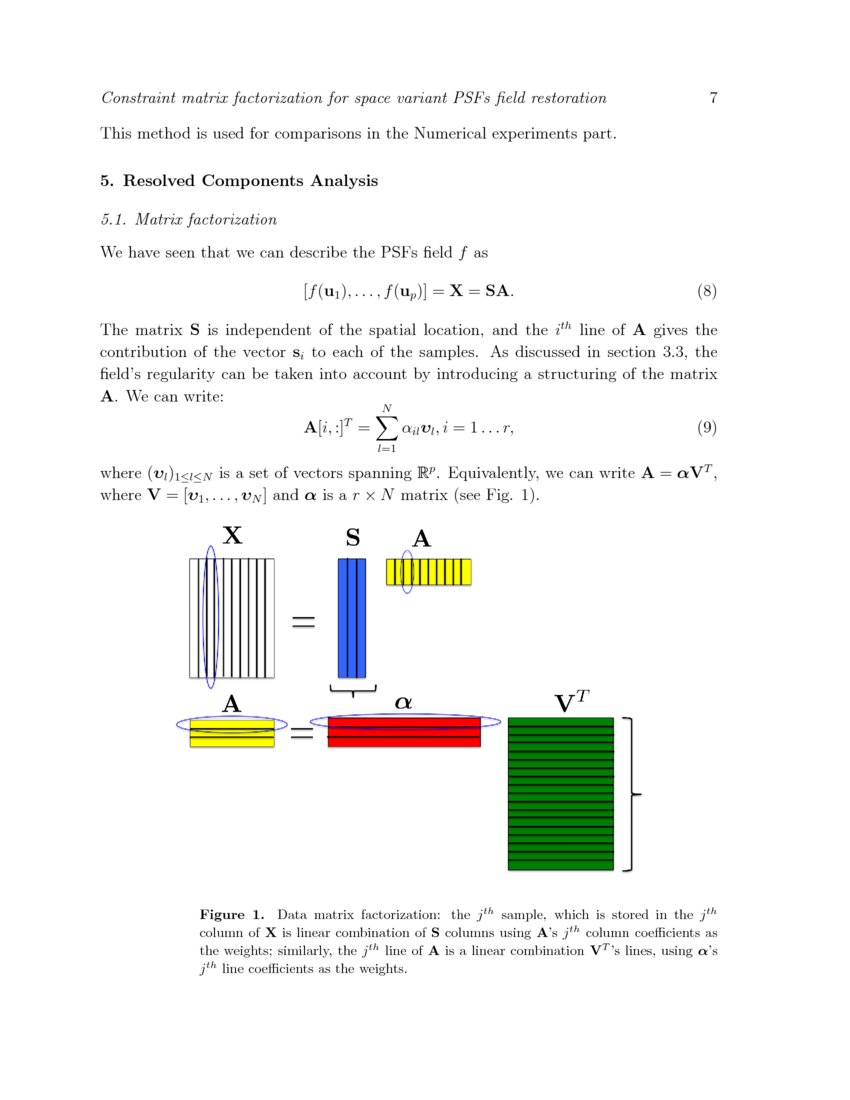 Constraint Matrix Factorization For Space Variant Psfs Field