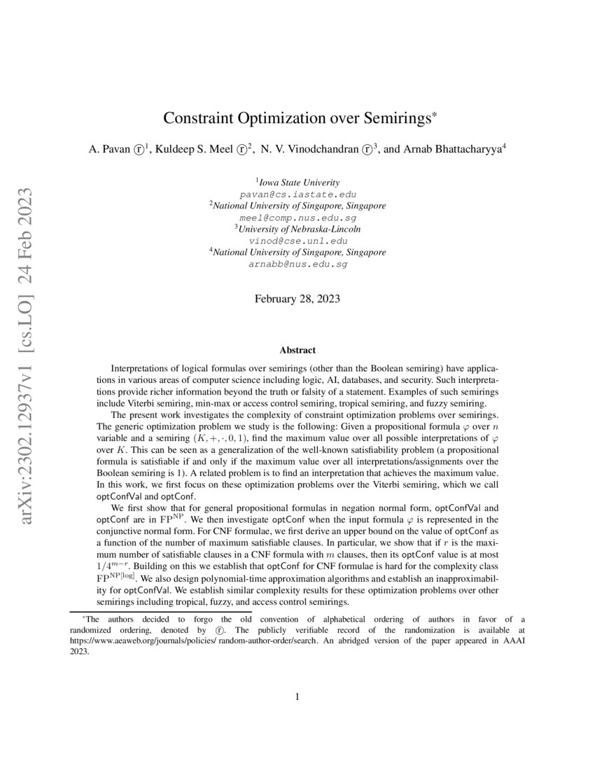 Constraint Optimization over Semirings | DeepAI