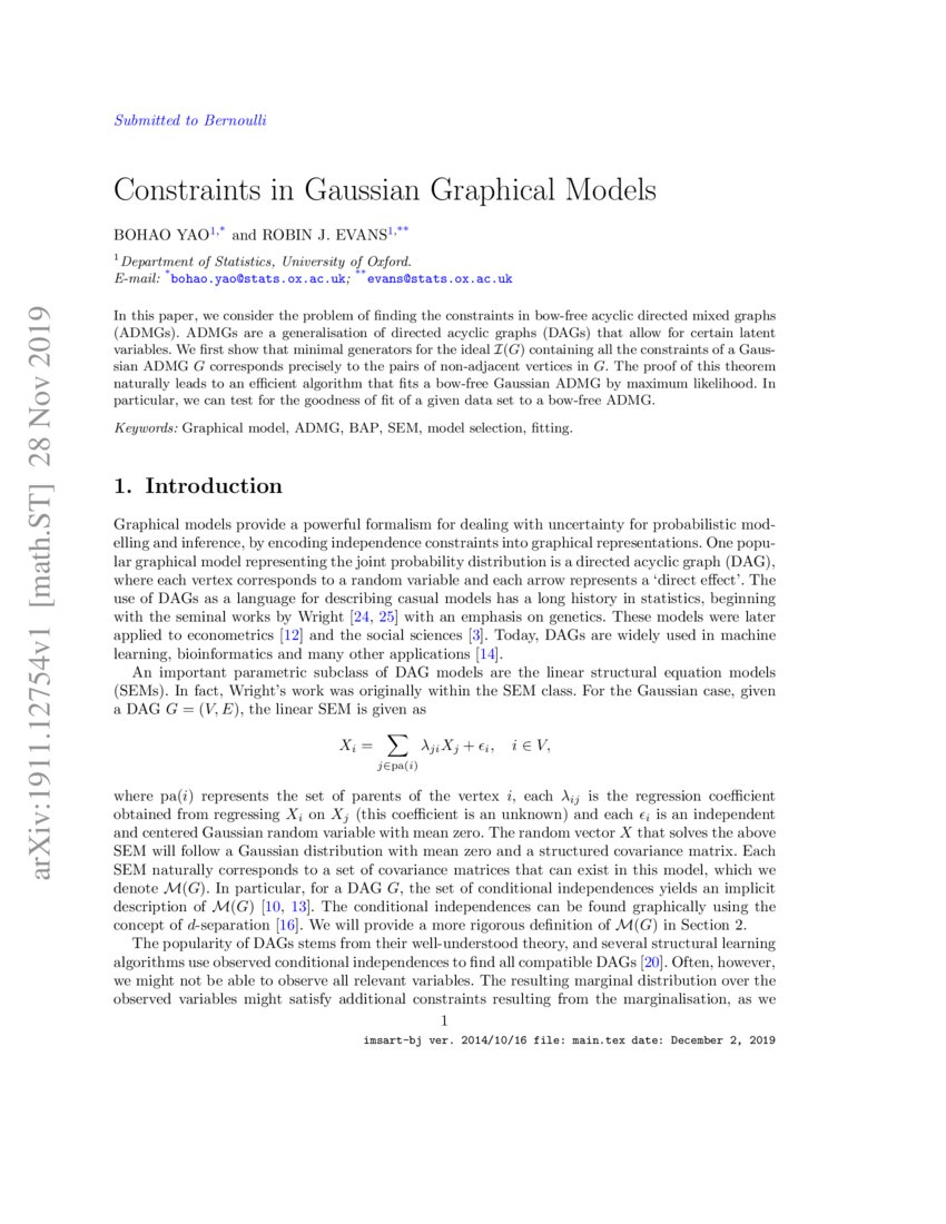 Constraints in Gaussian Graphical Models | DeepAI