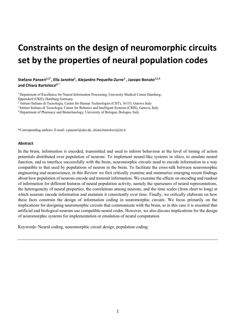 Constraints on the design of neuromorphic circuits set by the properties of neural population ...