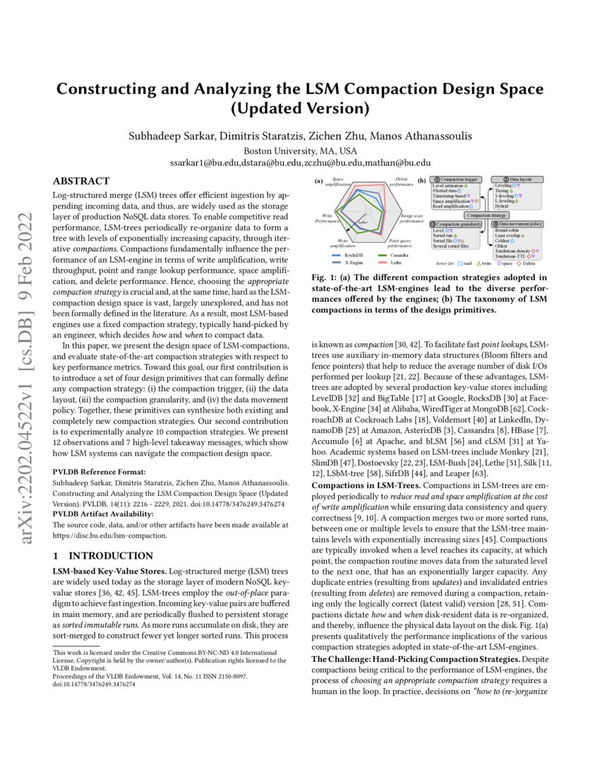 Constructing and Analyzing the LSM Compaction Design Space (Updated Version) | DeepAI