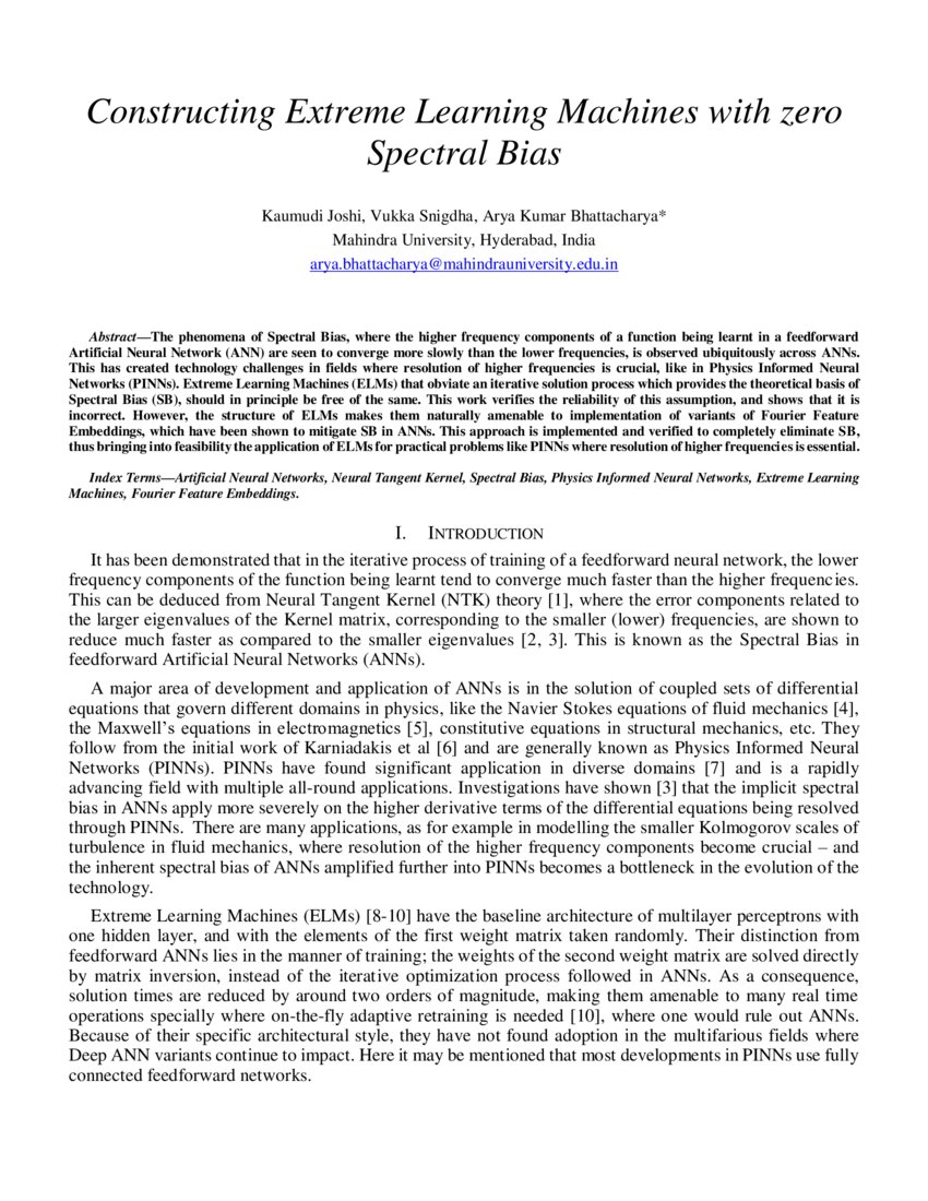 Constructing Extreme Learning Machines With Zero Spectral Bias Deepai