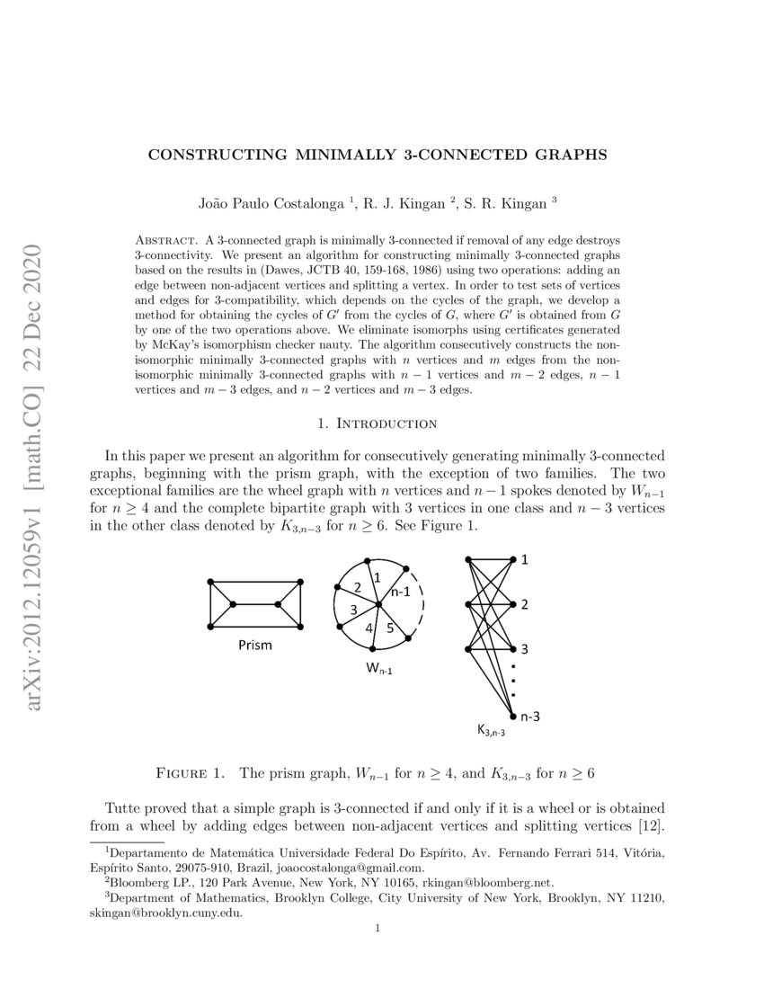 Constructing minimally 3-connected graphs | DeepAI
