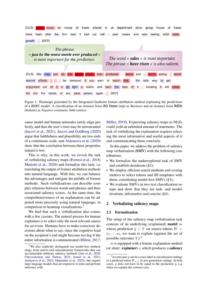 Constructing Natural Language Explanations Via Saliency Map