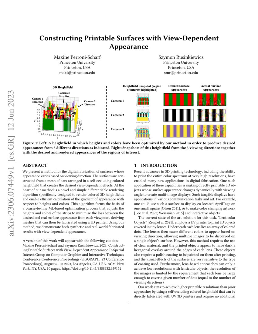 Constructing Printable Surfaces with View-Dependent Appearance | DeepAI