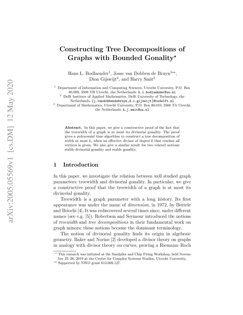 Constructing Tree Decompositions of Graphs with Bounded Gonality | DeepAI