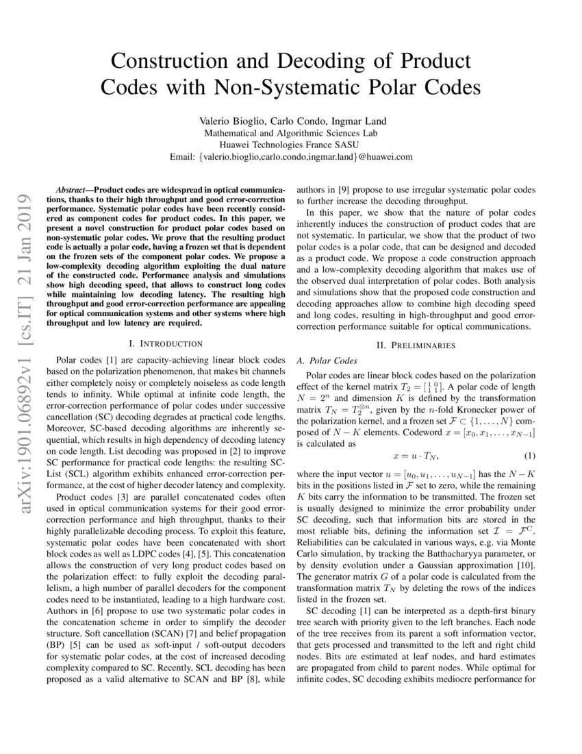 Construction And Decoding Of Product Codes With Non Systematic Polar