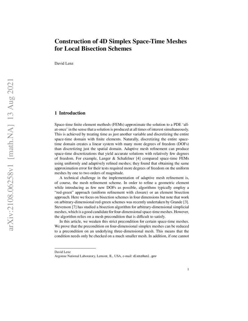 Construction of 4D Simplex Space-Time Meshes for Local Bisection ...