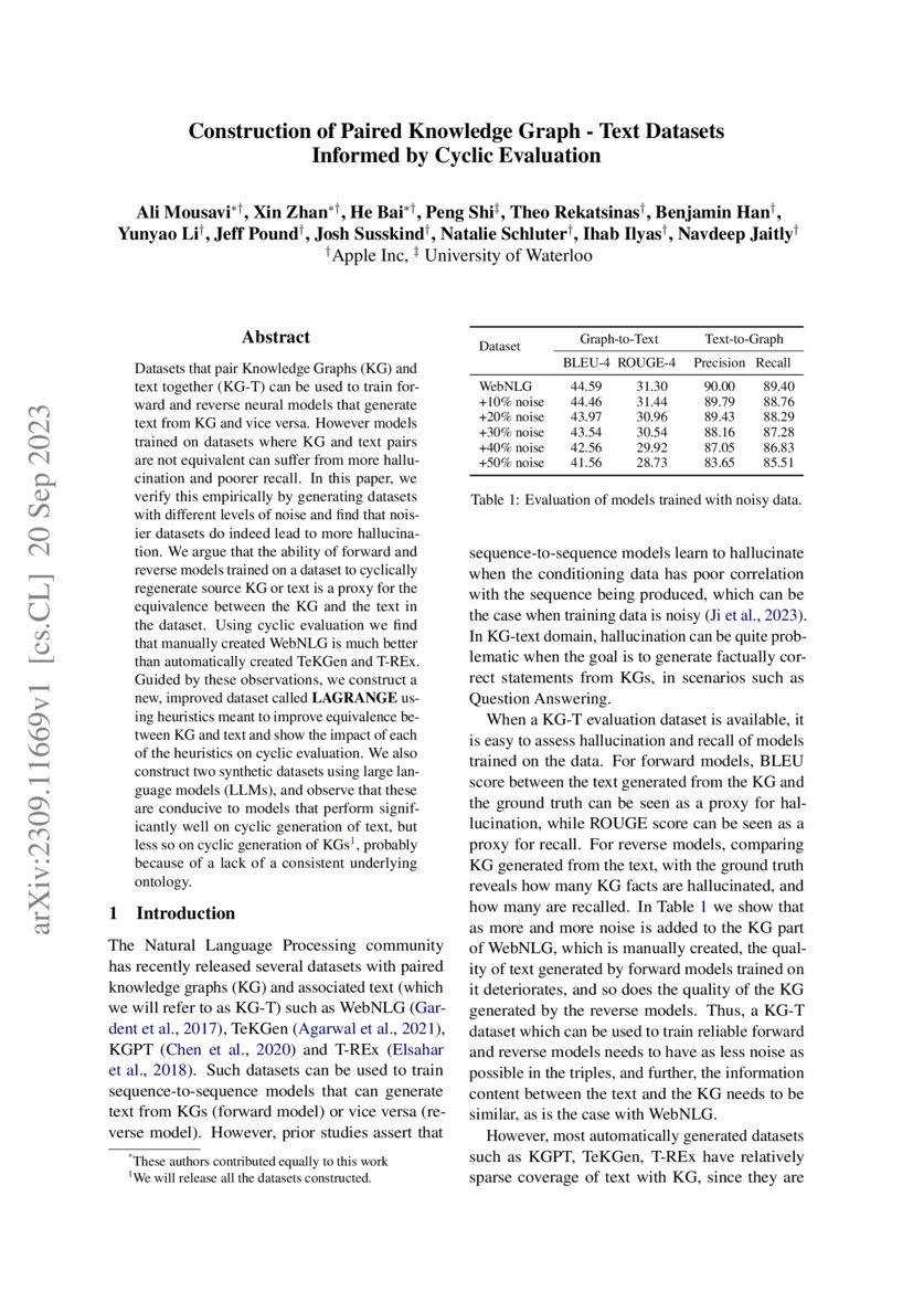 Construction Of Paired Knowledge Graph Text Datasets Informed By Cyclic Evaluation Deepai