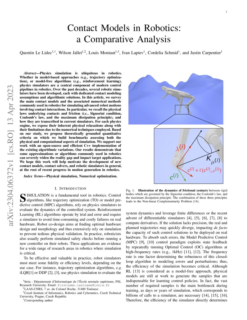 Contact Models in Robotics: a Comparative Analysis | DeepAI