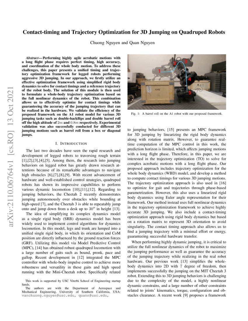 Contact-timing and Trajectory Optimization for 3D Jumping on Quadruped Robots | DeepAI