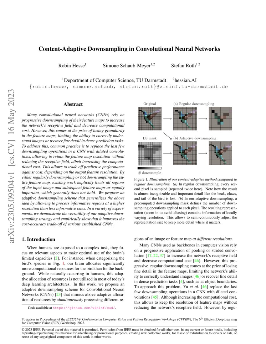 Content-Adaptive Downsampling in Convolutional Neural Networks | DeepAI