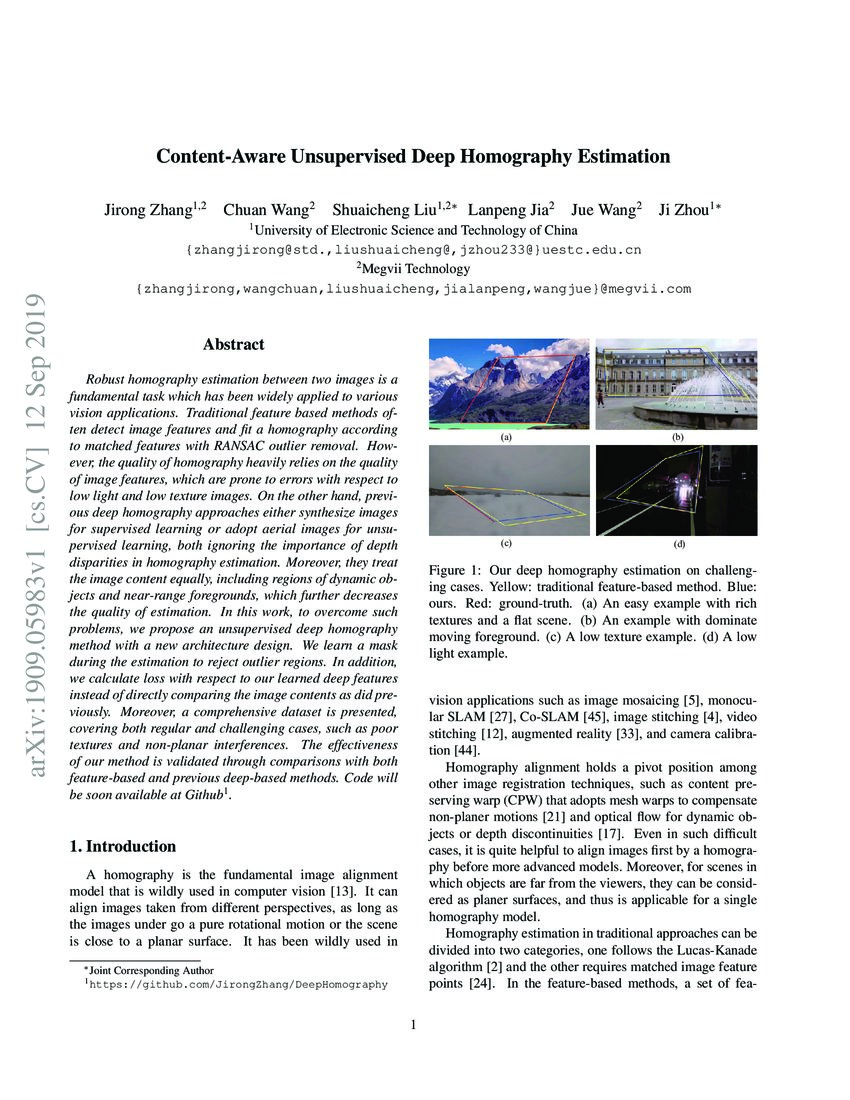 Content-Aware Unsupervised Deep Homography Estimation | DeepAI