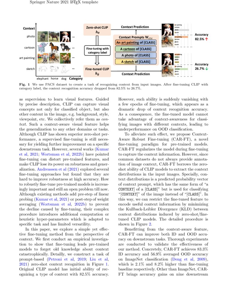 Context-Aware Robust Fine-Tuning | DeepAI