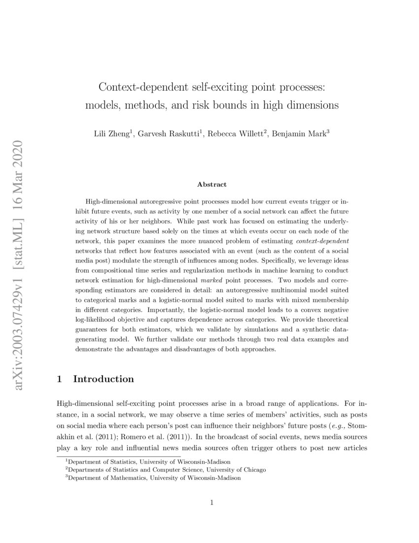 Context-dependent self-exciting point processes: models, methods, and ...