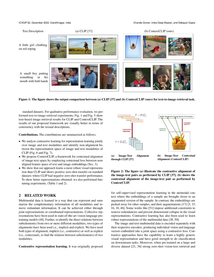 ContextCLIP: Contextual Alignment of Image-Text pairs on CLIP visual representations | DeepAI