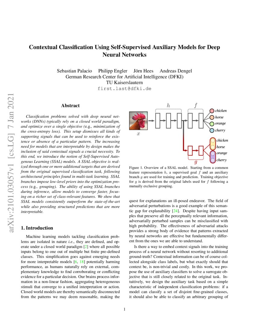 Contextual Classification Using Self Supervised Auxiliary Models For