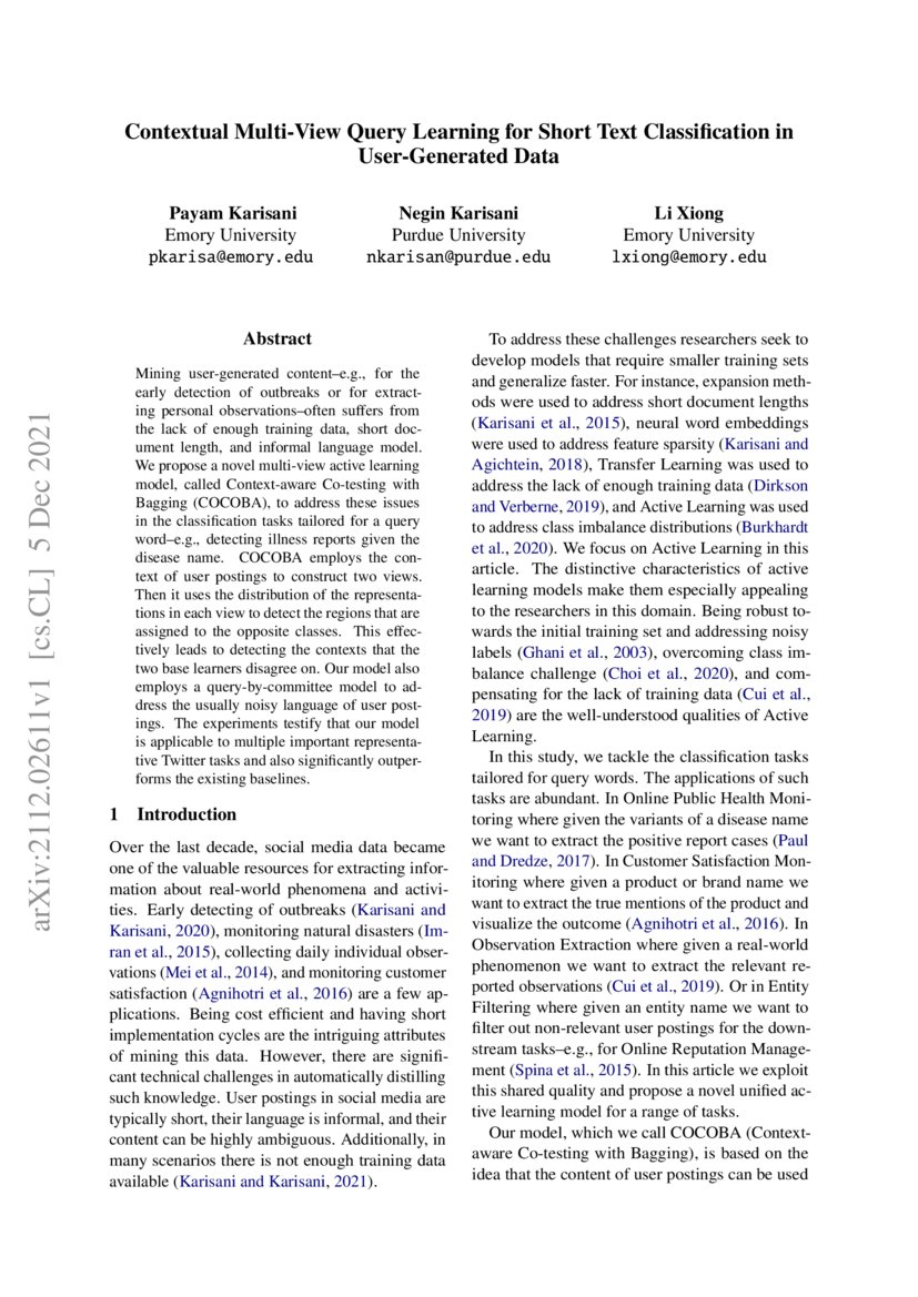 Contextual Multi-View Query Learning for Short Text Classification in ...