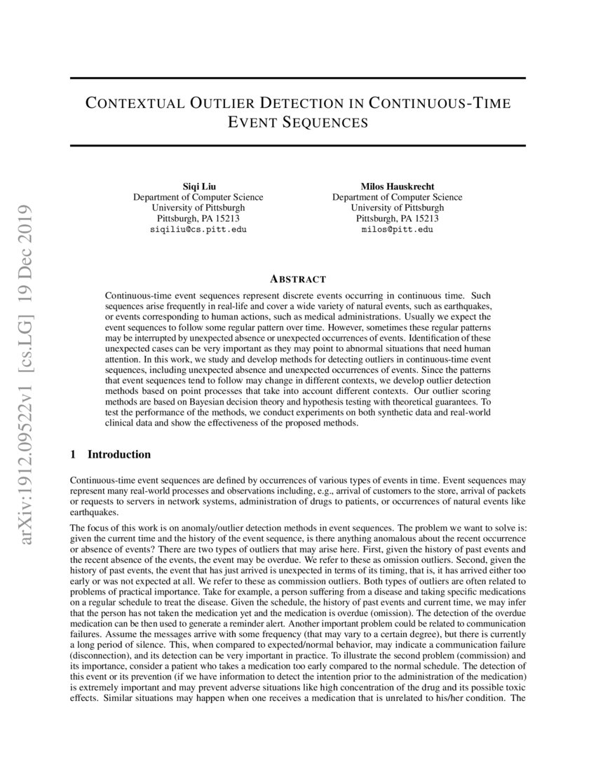 Contextual Outlier Detection In Continuous Time Event Sequences Deepai