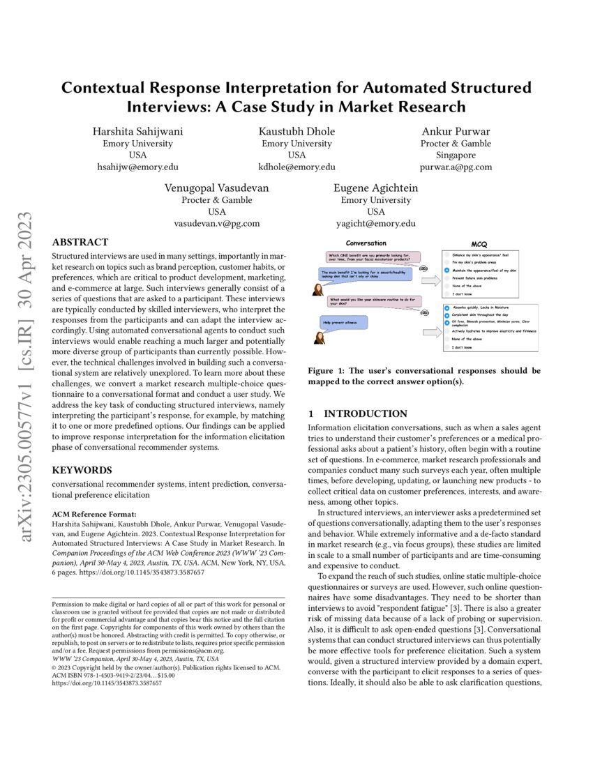 Contextual Response Interpretation for Automated Structured Interviews: A Case Study in Market ...