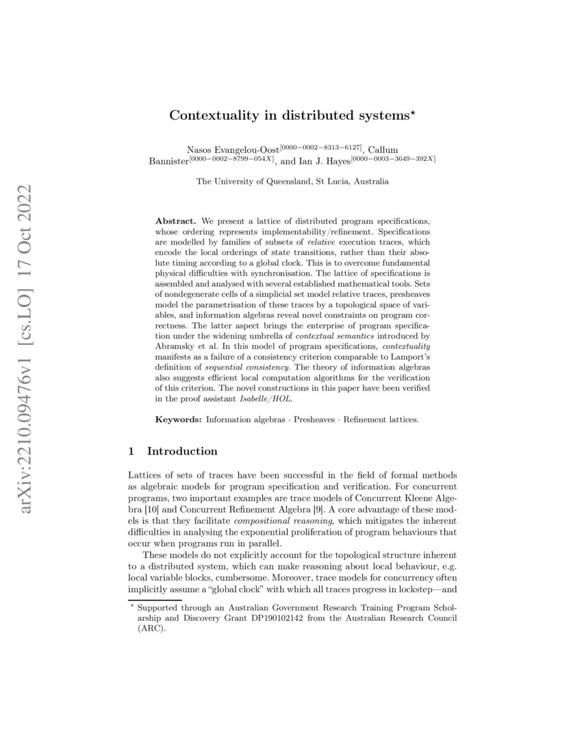 Contextuality in distributed systems | DeepAI