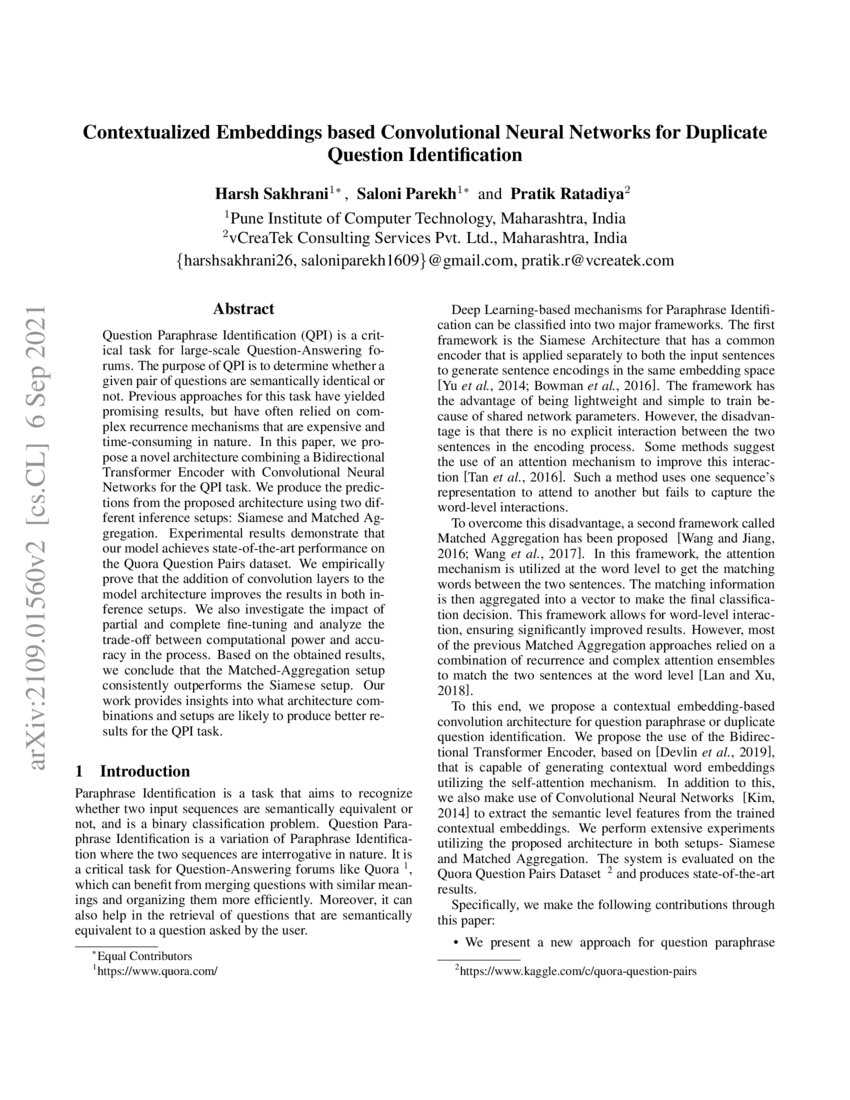 Contextualized Embeddings Based Convolutional Neural Networks For 5786
