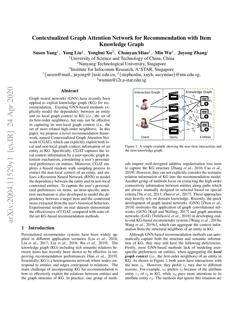 Contextualized Graph Attention Network For Recommendation With Item