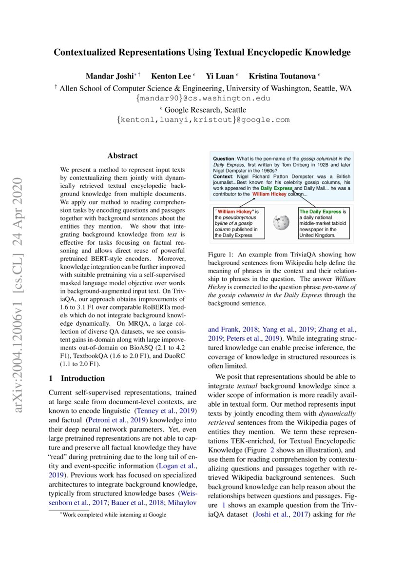 Contextualized Representations Using Textual Encyclopedic Knowledge ...