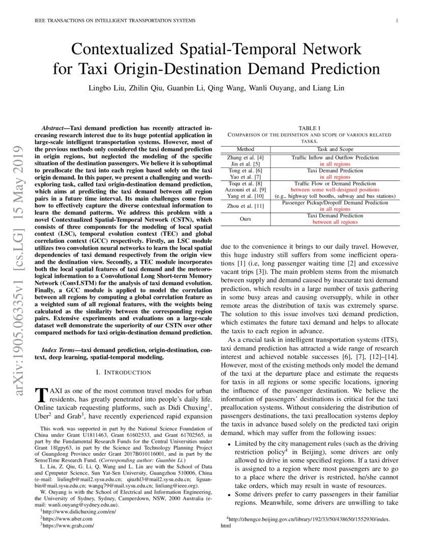 Contextualized Spatial Temporal Network For Taxi Origin Destination Demand Prediction Deepai
