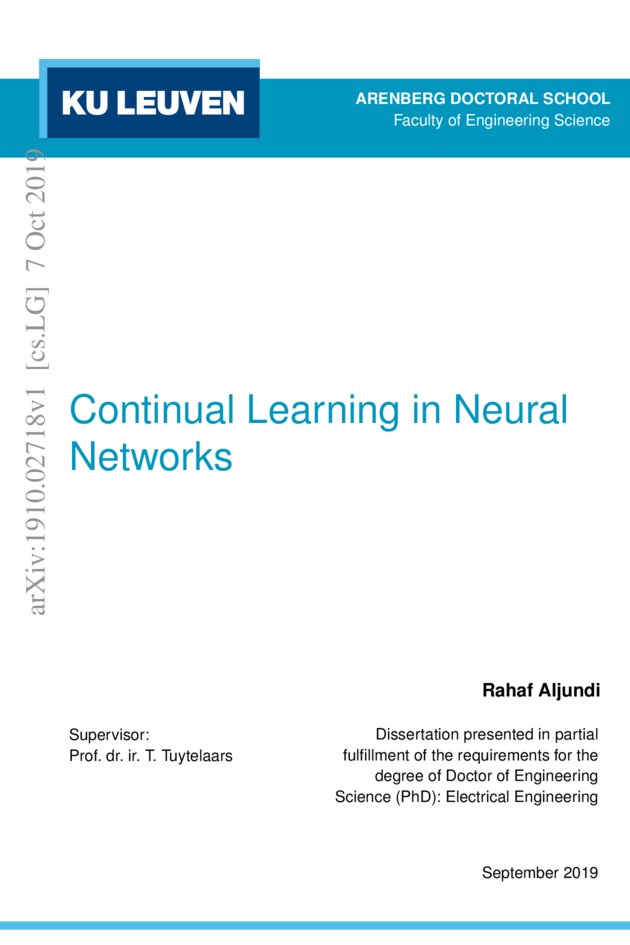 Continual Learning In Neural Networks Deepai 