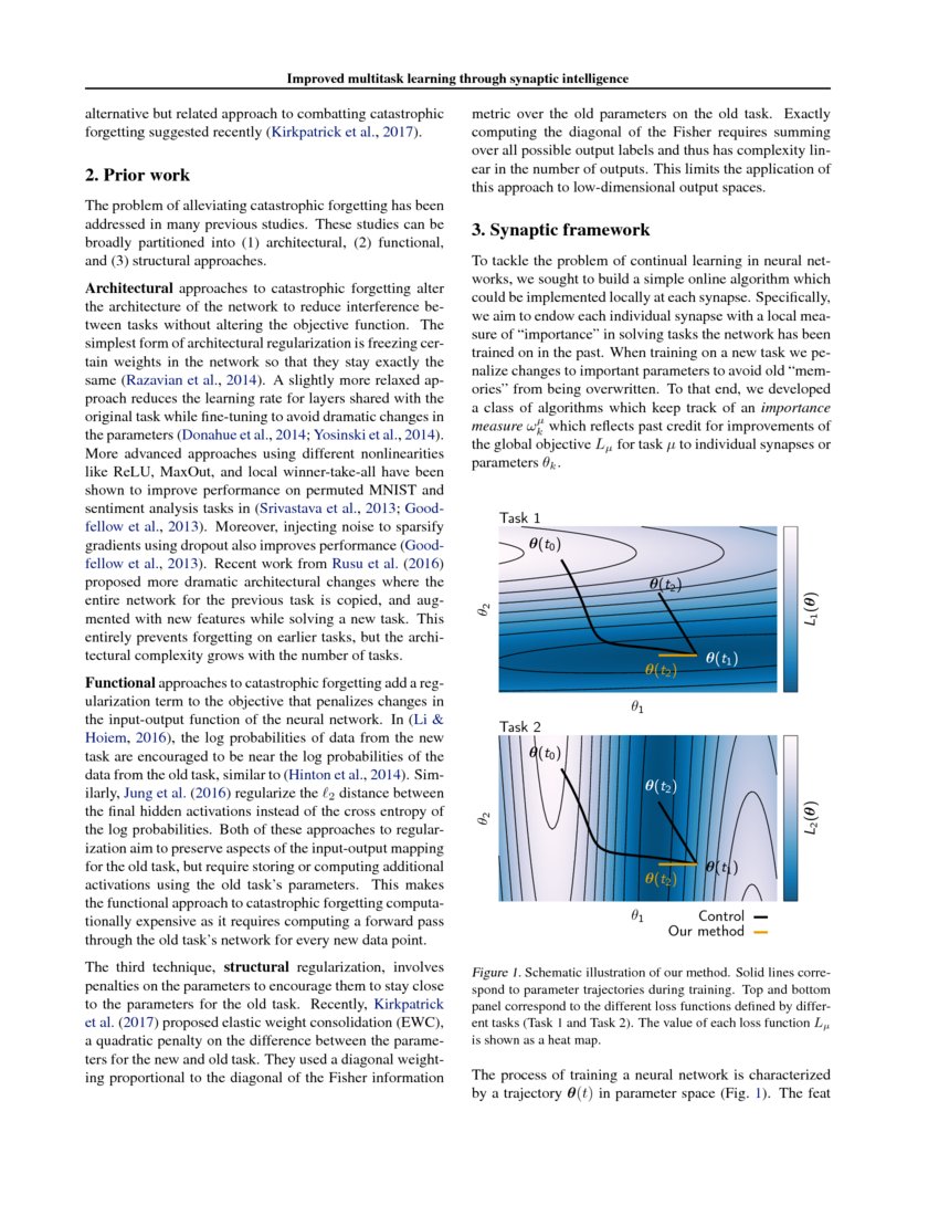Continual Learning Through Synaptic Intelligence | DeepAI