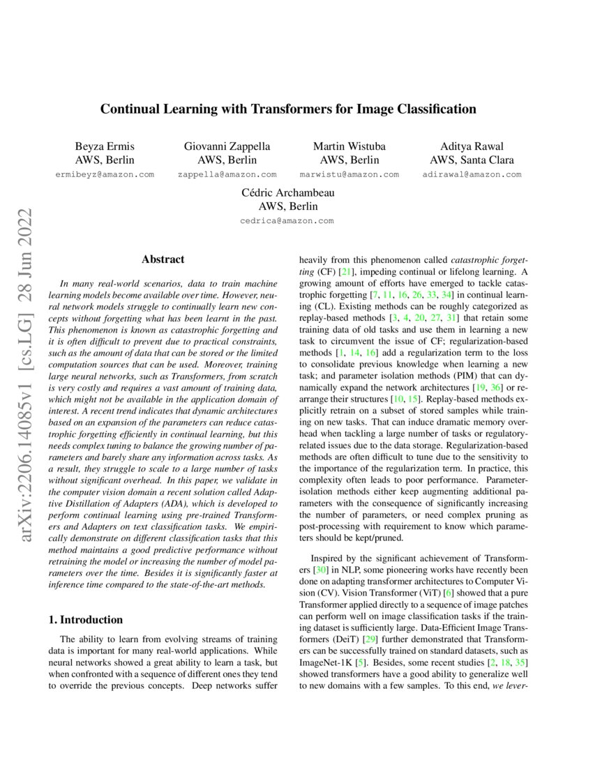 Continual Learning with Transformers for Image Classification | DeepAI