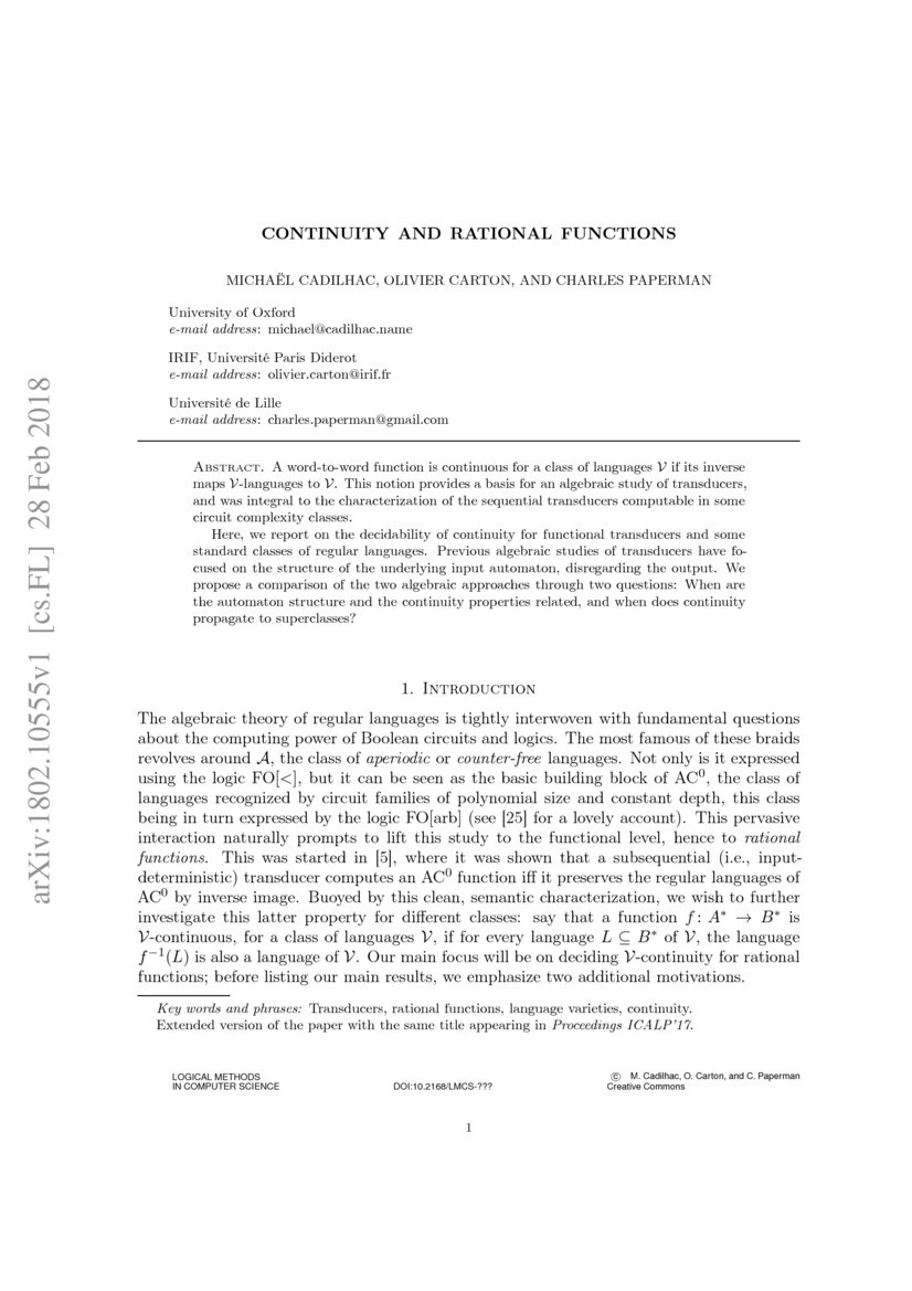 Continuity and Rational Functions | DeepAI