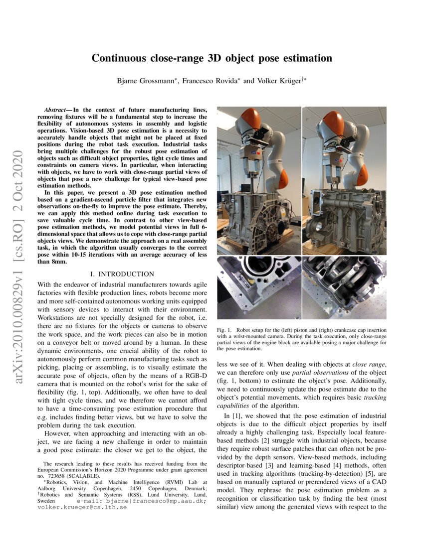 Continuous close-range 3D object pose estimation | DeepAI