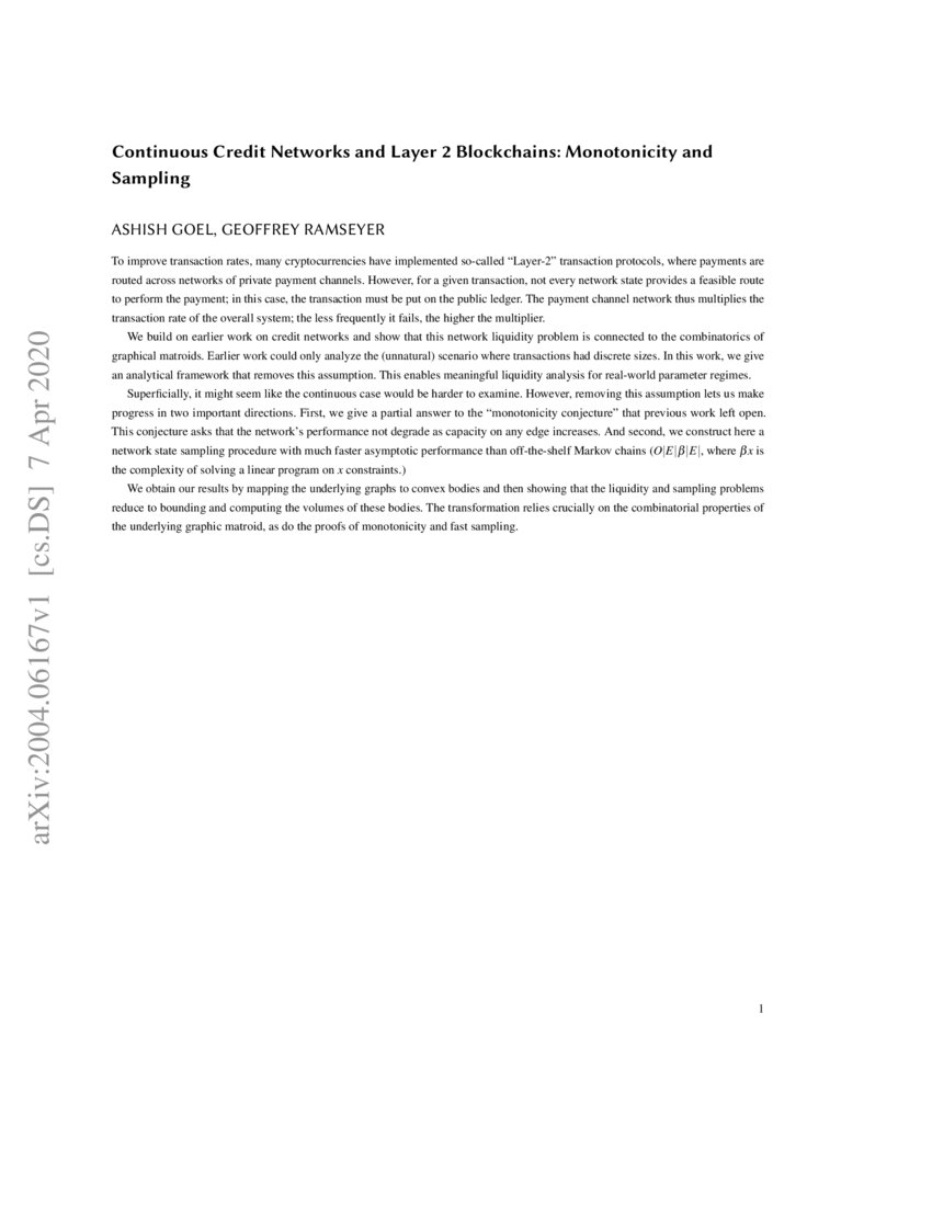 Continuous Credit Networks and Layer 2 Blockchains: Monotonicity and ...