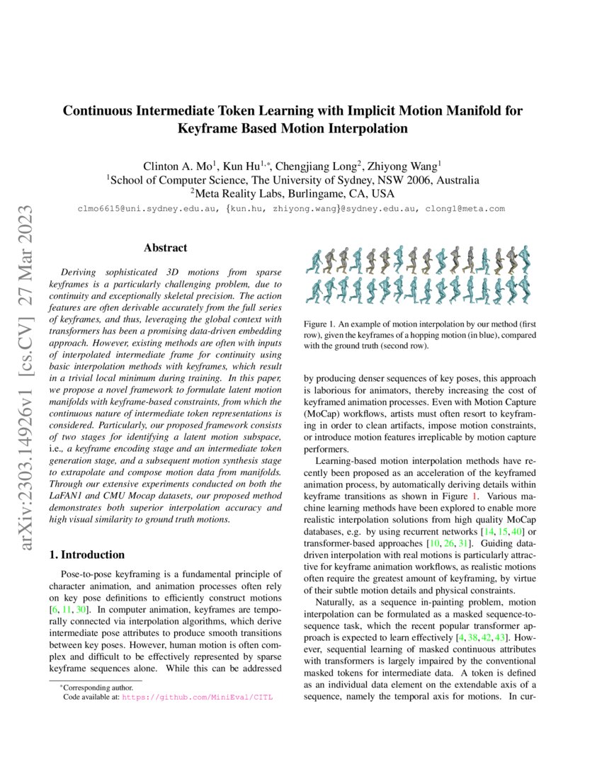 Continuous Intermediate Token Learning with Implicit Motion Manifold ...