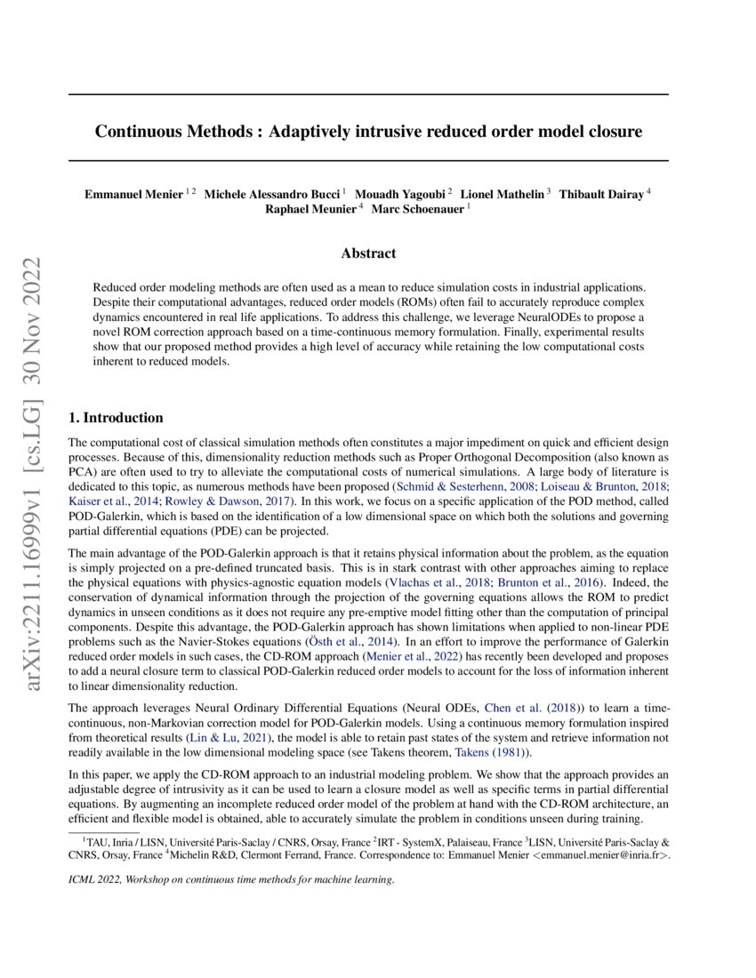 Continuous Methods : Adaptively intrusive reduced order model closure | DeepAI