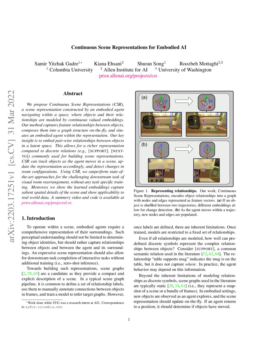 Continuous Scene Representations For Embodied Ai Deepai