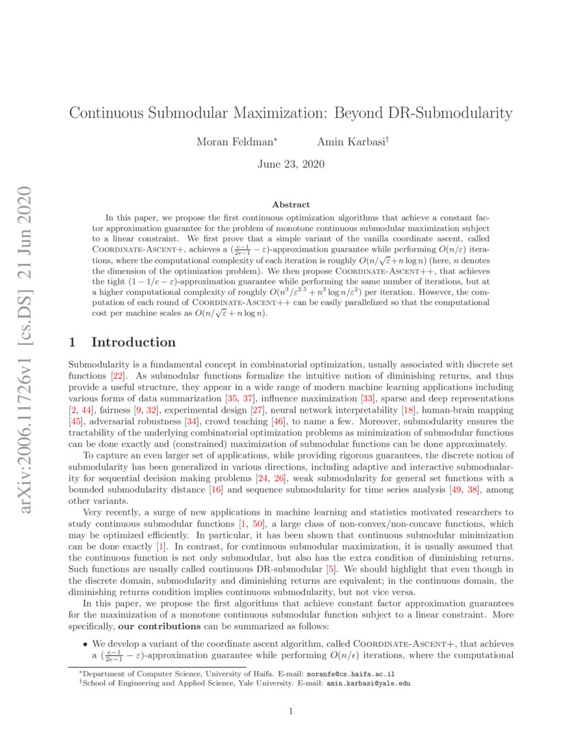 Continuous Submodular Maximization Beyond Dr Submodularity Deepai 