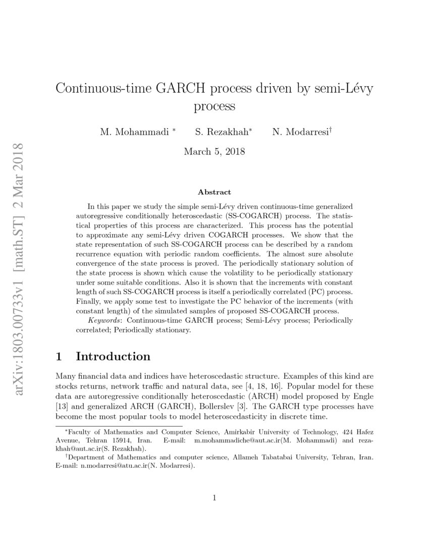 Continuous-time GARCH process driven by semi-Lévy process | DeepAI