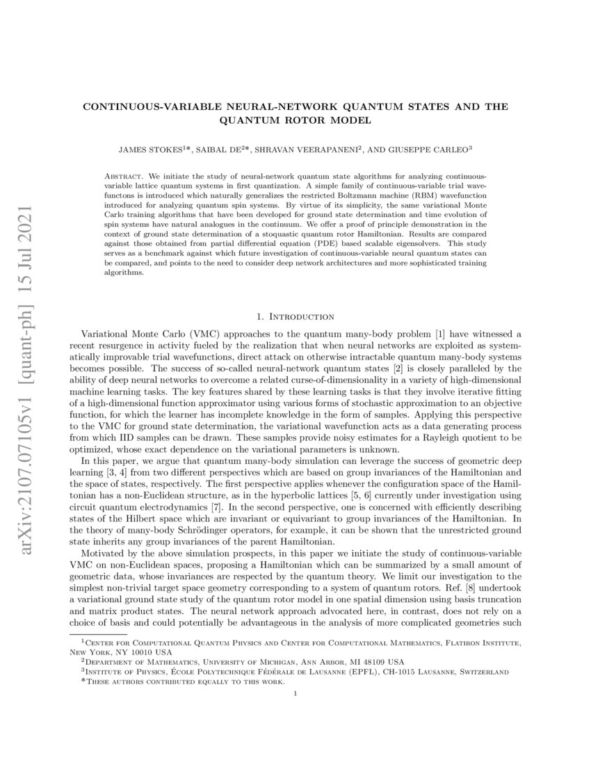 Continuous-variable neural-network quantum states and the quantum rotor ...