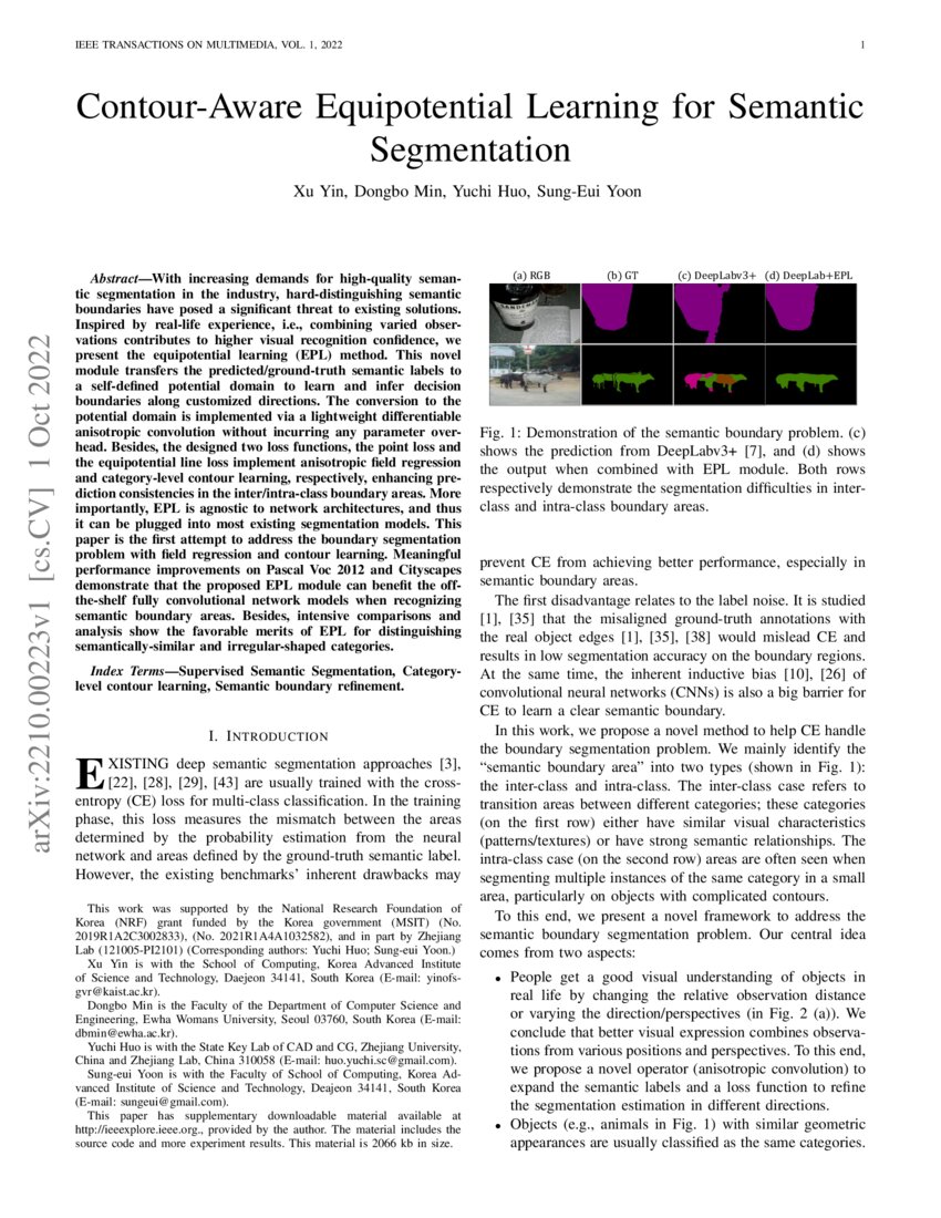 Contour Aware Equipotential Learning For Semantic Segmentation Deepai