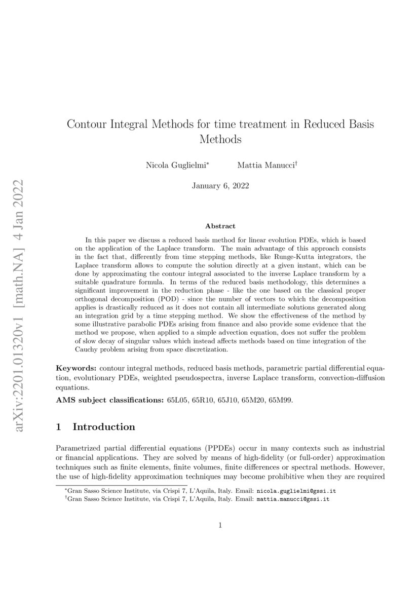 Contour Integral Methods for time treatment in Reduced Basis Methods ...