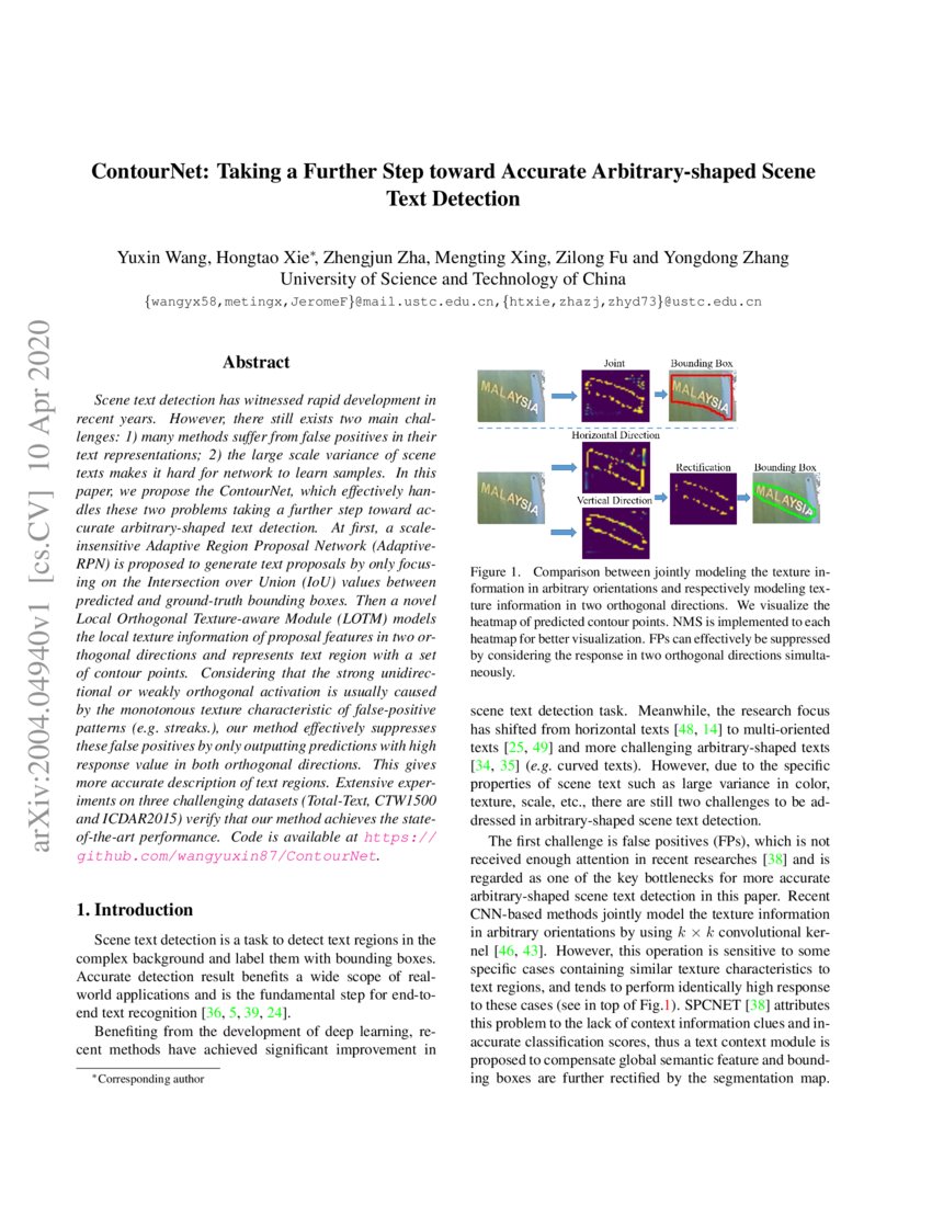 Contournet Taking A Further Step Toward Accurate Arbitrary Shaped Scene Text Detection Deepai