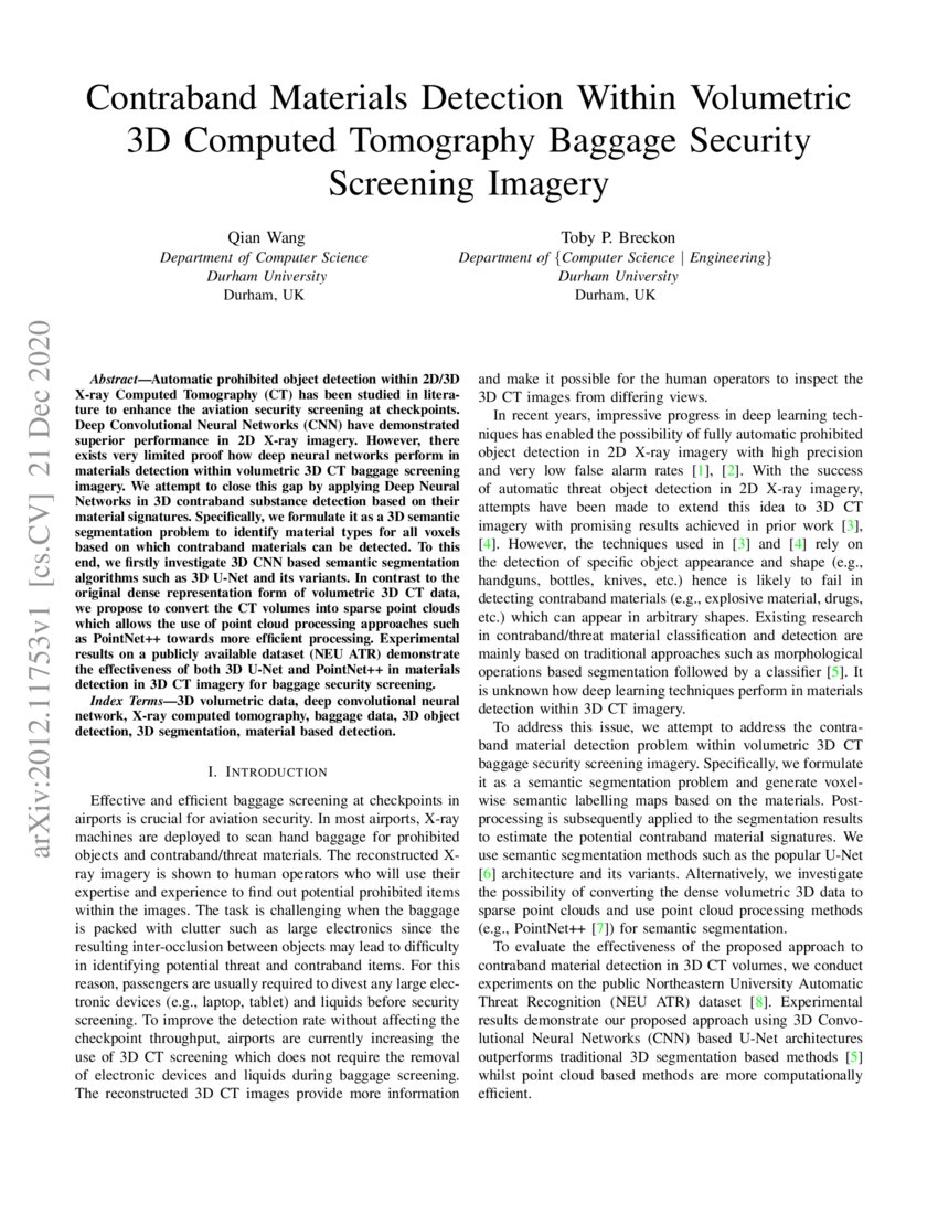 Contraband Materials Detection Within Volumetric 3D Computed Tomography ...
