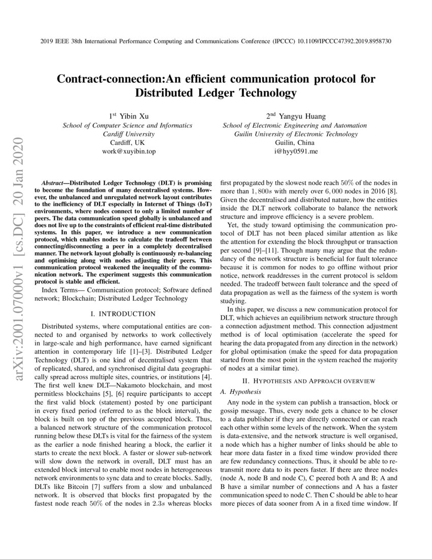 Contract Connectionan Efficient Communication Protocol For Distributed