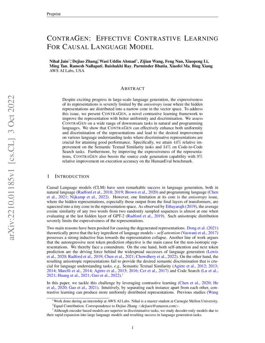 ContraGen: Effective Contrastive Learning For Causal Language Model | DeepAI