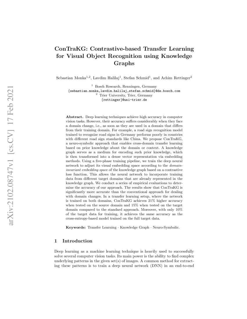 ConTraKG: Contrastive-based Transfer Learning for Visual Object Recognition using Knowledge ...