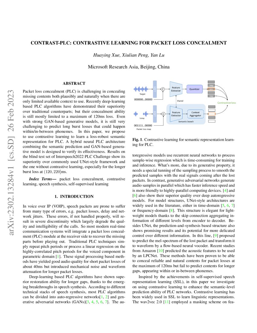 Contrast-PLC: Contrastive Learning for Packet Loss Concealment | DeepAI